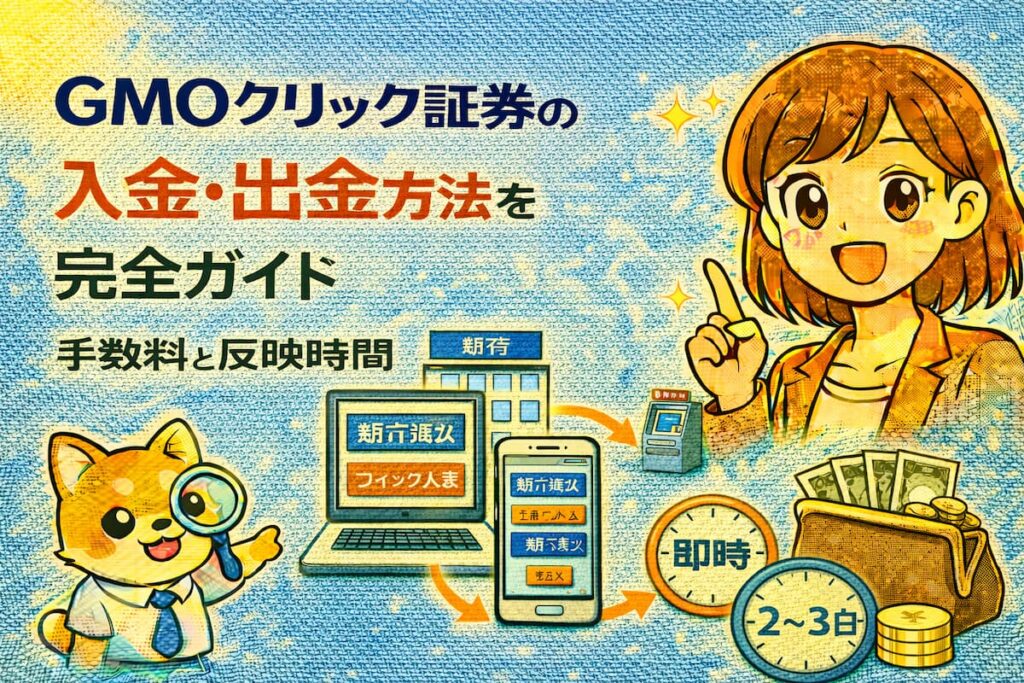 GMOクリック証券の入金・出金方法を完全ガイド｜手数料と反映時間 | 生活を豊かにする3つの投資
